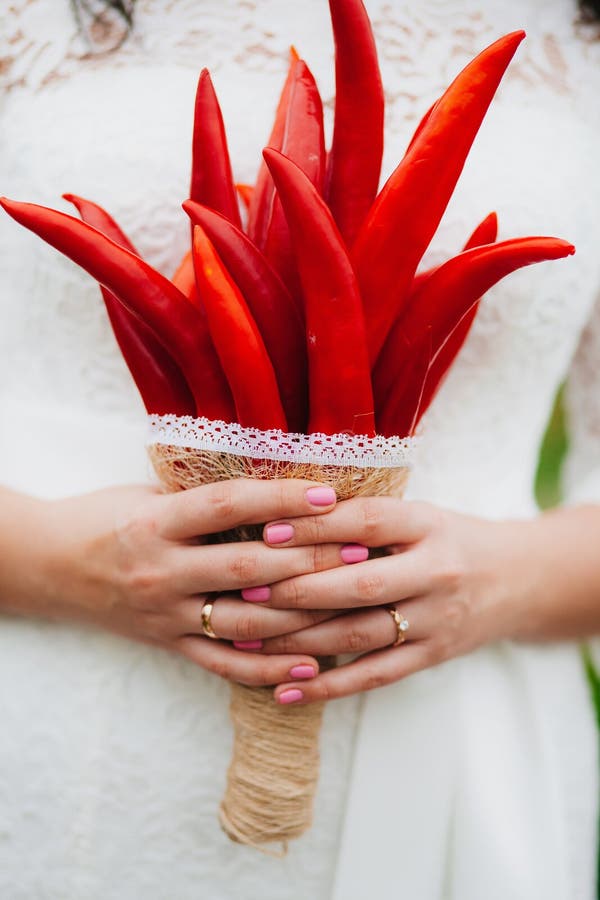 Wedding Bouquet of Red Peppers Stock Photo - Image of flora, decoration ...