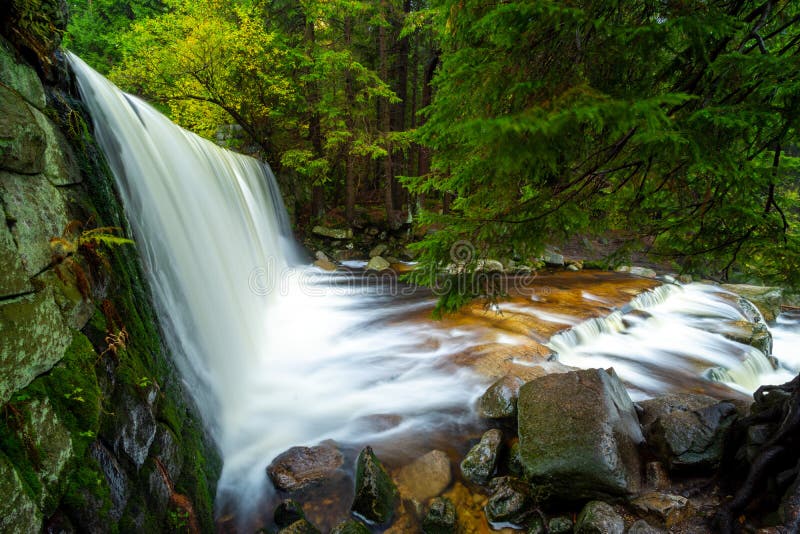 Waterfall in Beautiful Green Forest Stock Photo - Image of spring ...