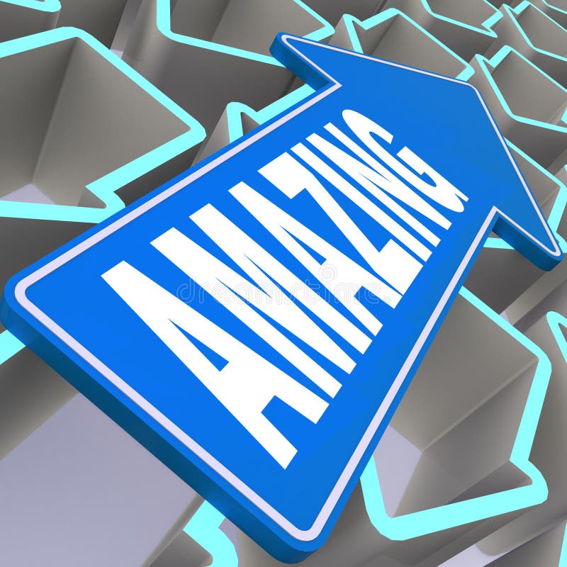 Amazing Word with Blue Arrow Stock Illustration - Illustration of ...