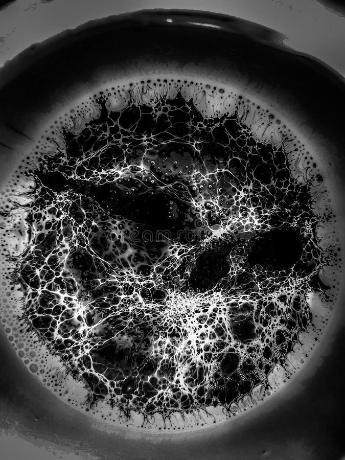 Amazing World, Black and White Liquid Texture Circular Pattern Stock ...