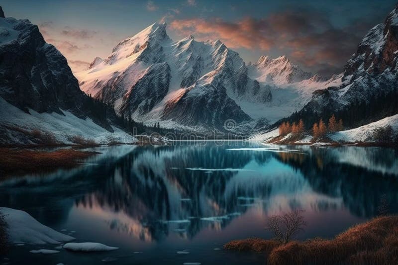 Amazingly Beautiful Scenic Landscape Created by Generative Ai Stock ...