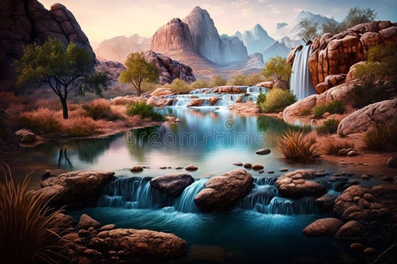 Amazingly Beautiful Scenic Landscape Created by Generative Ai Stock ...