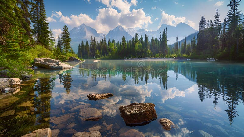 An Amazingly Beautiful Summer Forest and River Landscape Stock ...