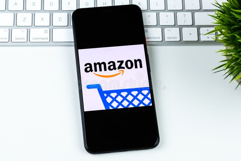 Amazon App Logo on a Smartphone Screen. Manhattan, New York, USA May 2 ...