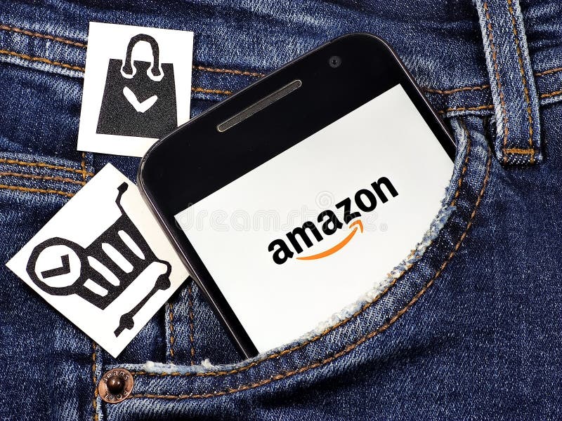 Amazon App Logo on a Smartphone. Amazon is an Online Shopping ...