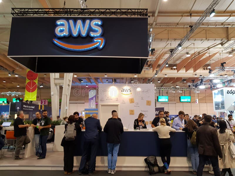 Amazon AWS Stand on Web Summit 2019 in Lisbon Editorial Photography ...