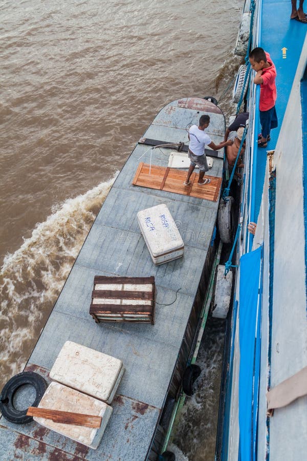 AMAZON, BRAZIL - JUNE 30, 2015: Crew Reloads the Cargo between ...