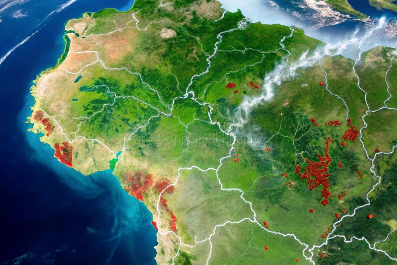 Amazon Deforestation Satellite View of Forest Loss Stock Illustration ...