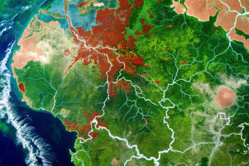 Amazon Deforestation Satellite View of Forest Loss Stock Illustration ...