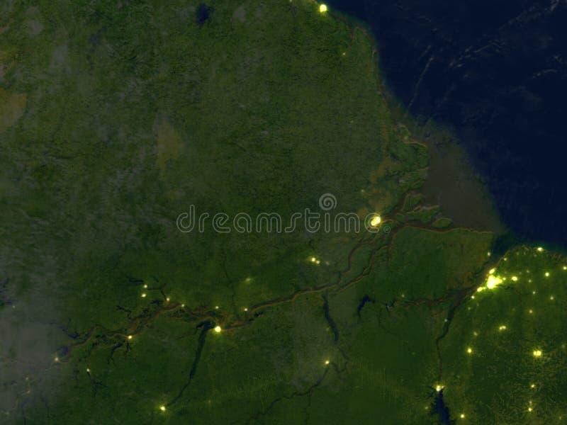 Amazon Delta at Night on Planet Earth Stock Illustration - Illustration ...