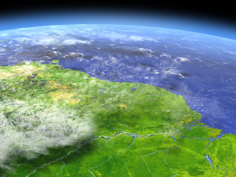 Amazon delta from space stock illustration. Illustration of orbiting ...