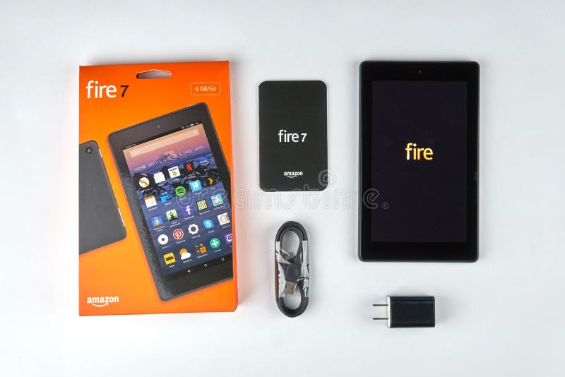 Amazon Fire Tablet editorial stock image. Image of orange - 126579219