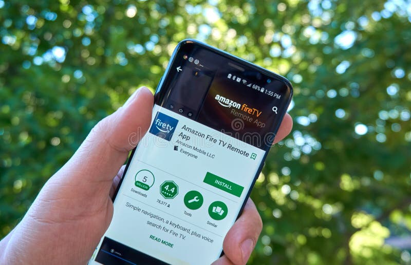 Amazon Fire TV Remote Mobile App on Samsung S8. Editorial Photography ...