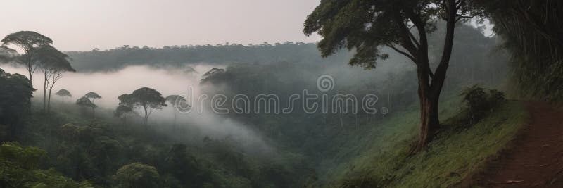 Amazon Forest Beautiful Green Landscape Stock Illustration ...