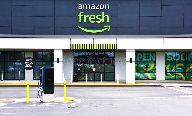Amazon Fresh Store editorial stock photo. Image of design - 248734008