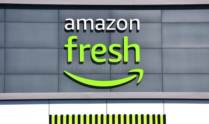 Amazon Fresh Store Sign editorial stock photo. Image of outside - 281985793
