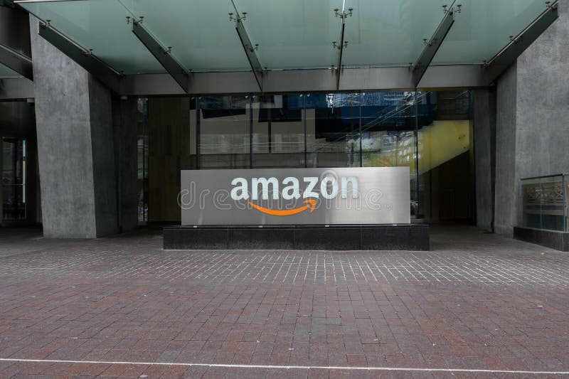 Amazon head office sign editorial stock image. Image of closeup - 333835814