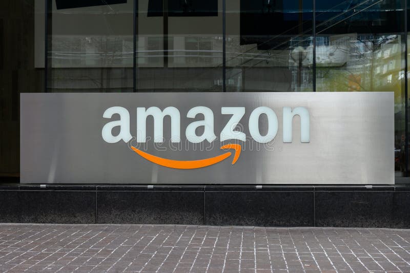 Amazon head office sign editorial stock image. Image of digital - 358995294