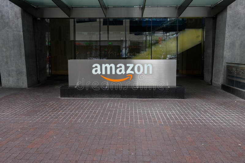 Amazon head office sign editorial stock photo. Image of ecommerce ...