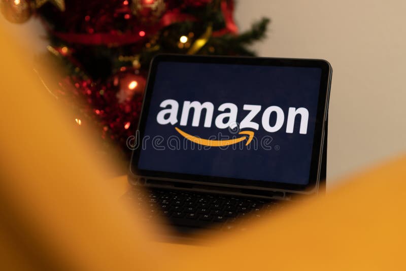 Amazon Logo in Screen Tablet Editorial Stock Image - Image of desk ...