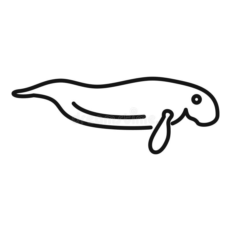 Amazon Manatee Swimming in Black and White Line Art Stock Illustration ...