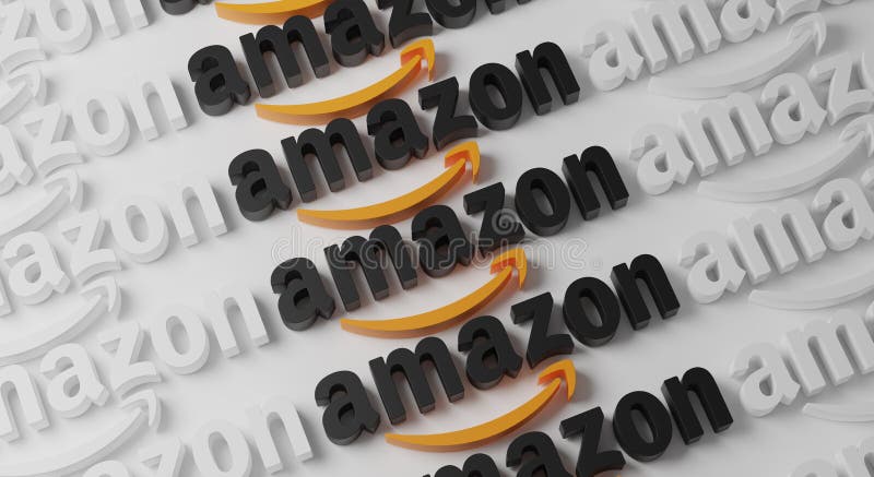 Amazon Multiple Typography on White Wall 3D Rendering Editorial Image ...