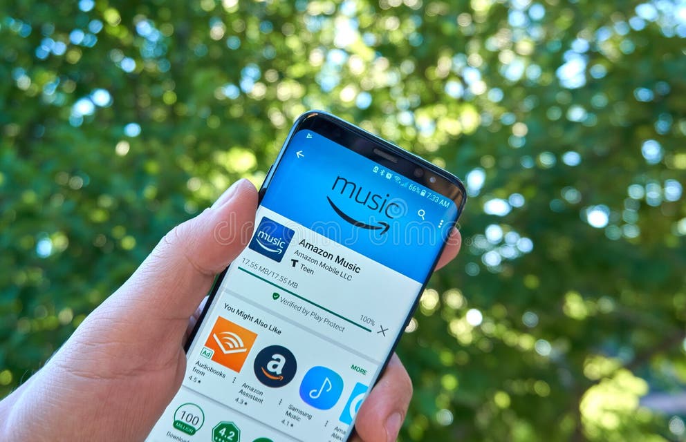 Amazon Music Mobile App on Samsung S8. Editorial Photography - Image of ...