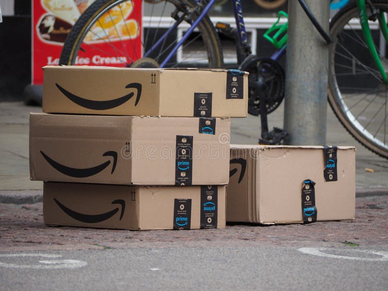 Amazon Packets Delivered by Courier in Cambridge Editorial Image ...