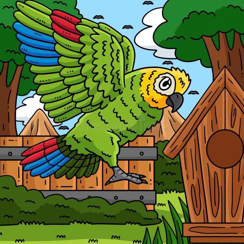 Amazon Parrot Bird Colored Cartoon Illustration Stock Vector ...