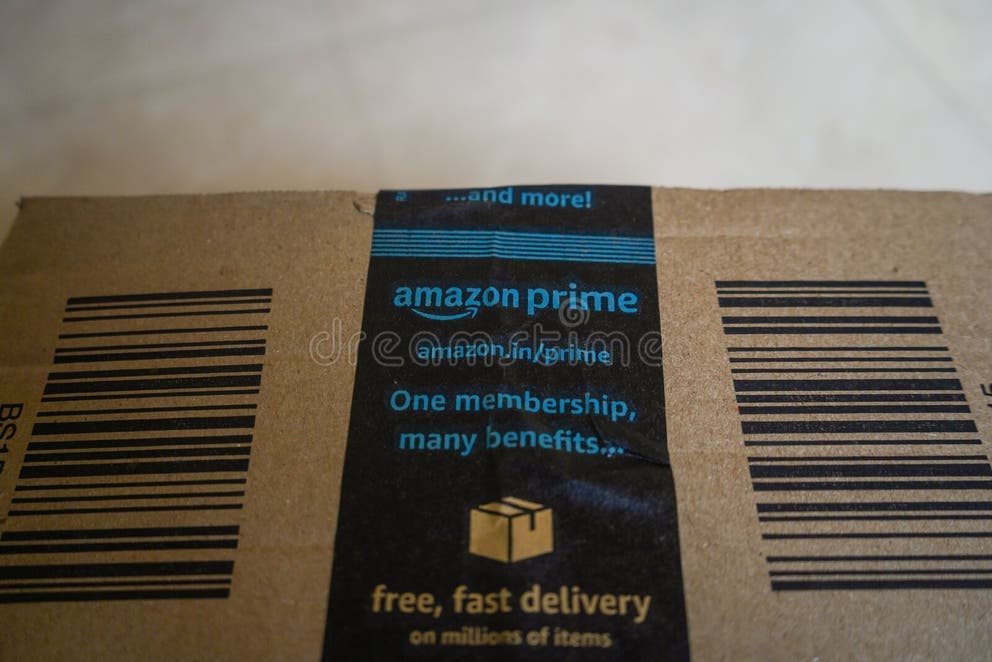 Amazon prime package editorial photography. Image of poster - 257408827