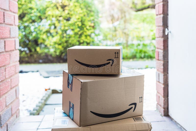 Amazon Prime Parcel Carboard Boxes Left in Front of the Main Door ...