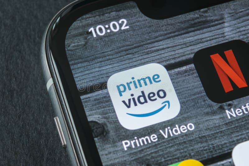 Amazon Prime Video Application Icon on Apple IPhone X Screen Close-up ...