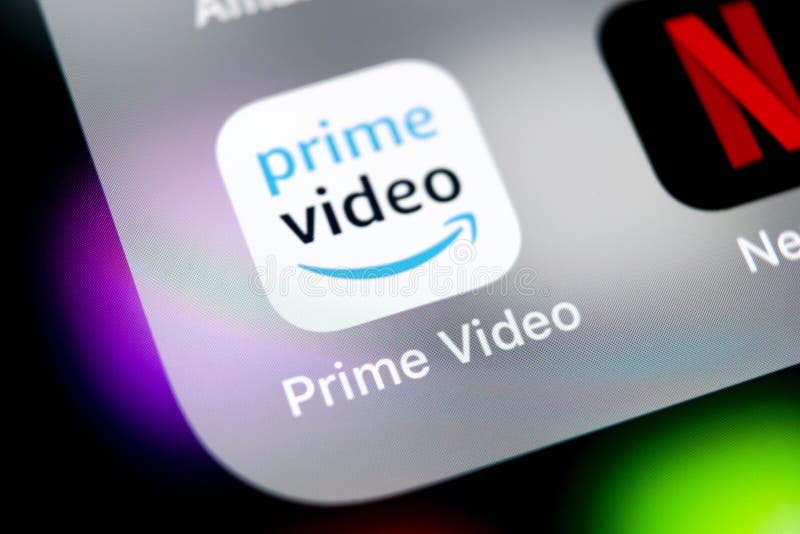 Amazon Prime Video Application Icon on Apple IPhone X Screen Close-up ...
