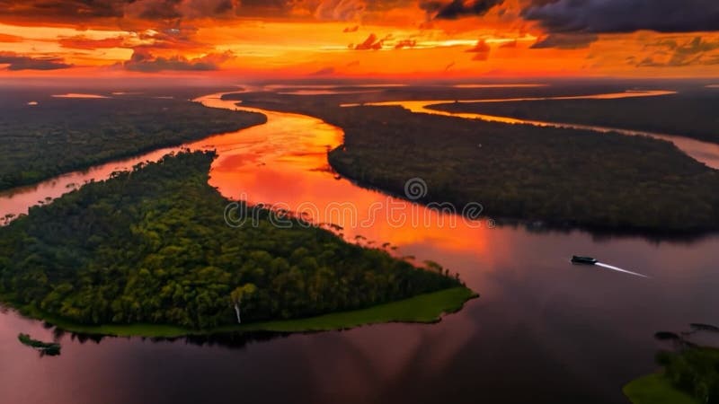Amazon Rainforest Drone Perspective at the Anavilhanas Islands Stock ...