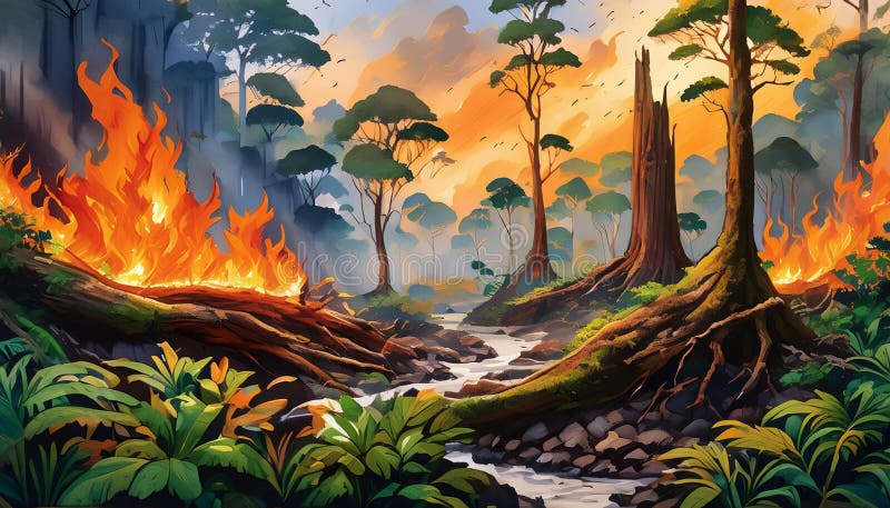 Amazon Rainforest Fire Forest Destruction Deforestation Ecological ...