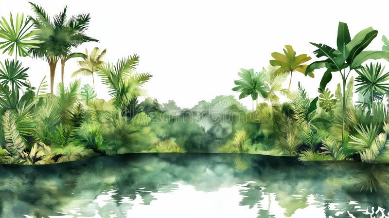Amazon Rainforest. Amazon Rainforest Hand Drawn Watercolor Illustration ...