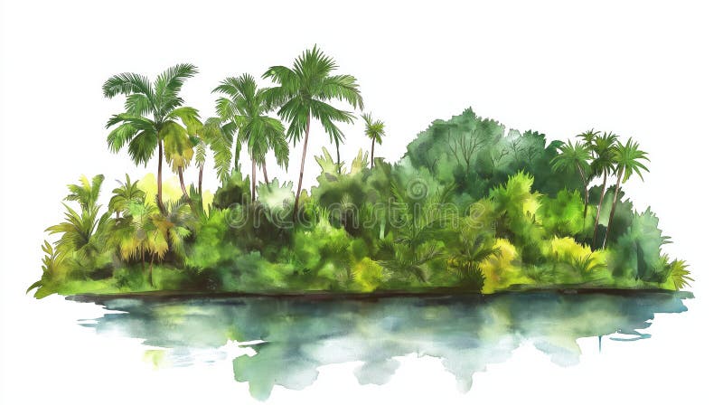 Amazon Rainforest. Amazon Rainforest Hand Drawn Watercolor Illustration ...