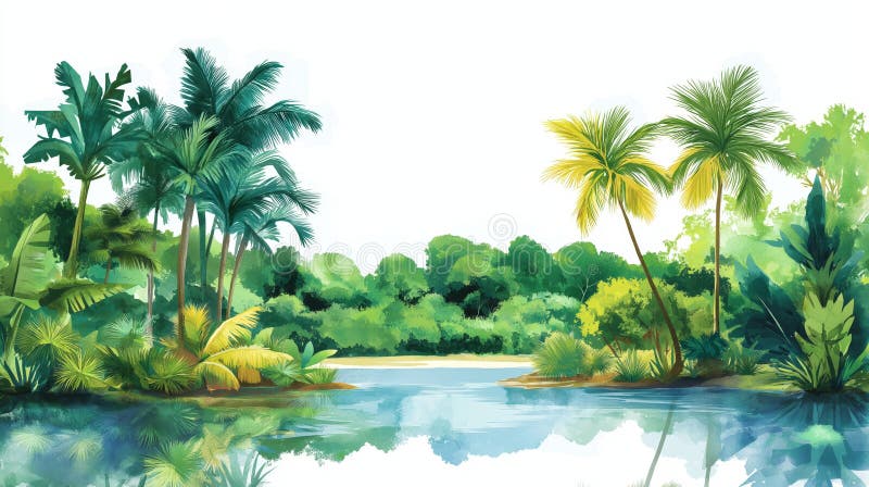 Amazon Rainforest. Amazon Rainforest Hand Drawn Watercolor Illustration ...