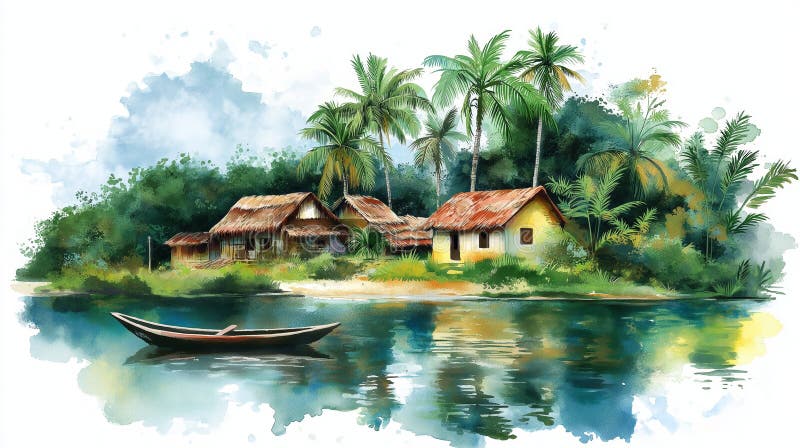 Amazon Rainforest. Amazon Rainforest Hand Drawn Watercolor Illustration ...