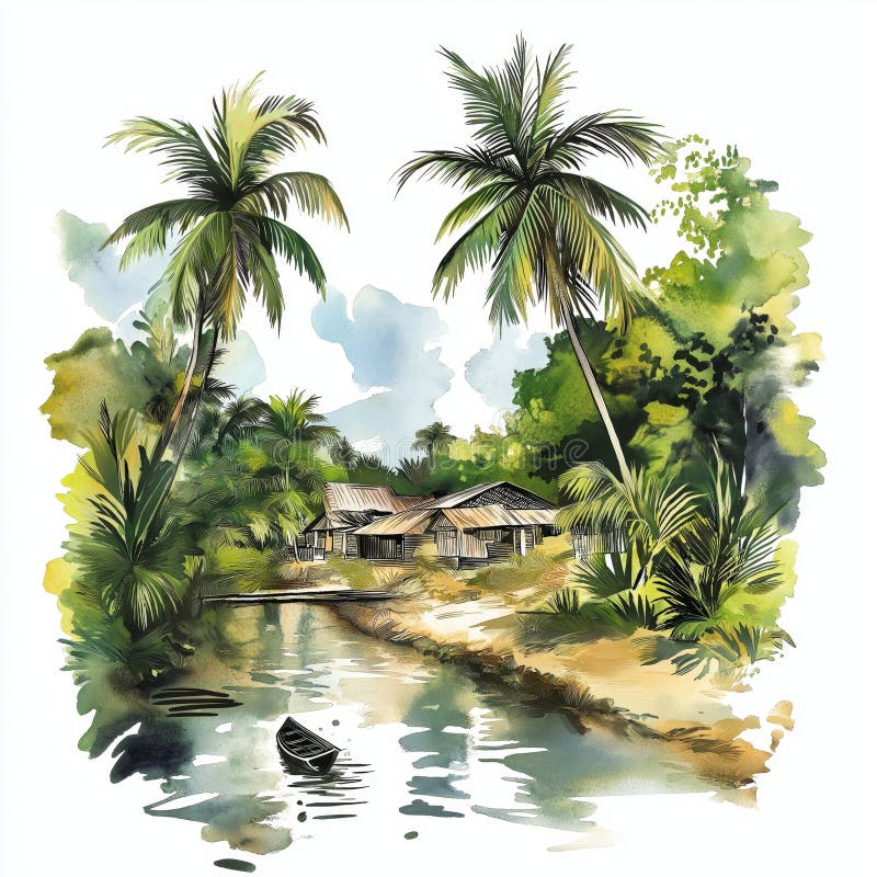 Amazon Rainforest. Amazon Rainforest Hand Drawn Watercolor Illustration ...