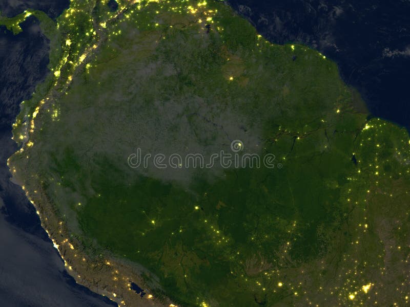 Amazon Rainforest at Night on Planet Earth Stock Illustration ...
