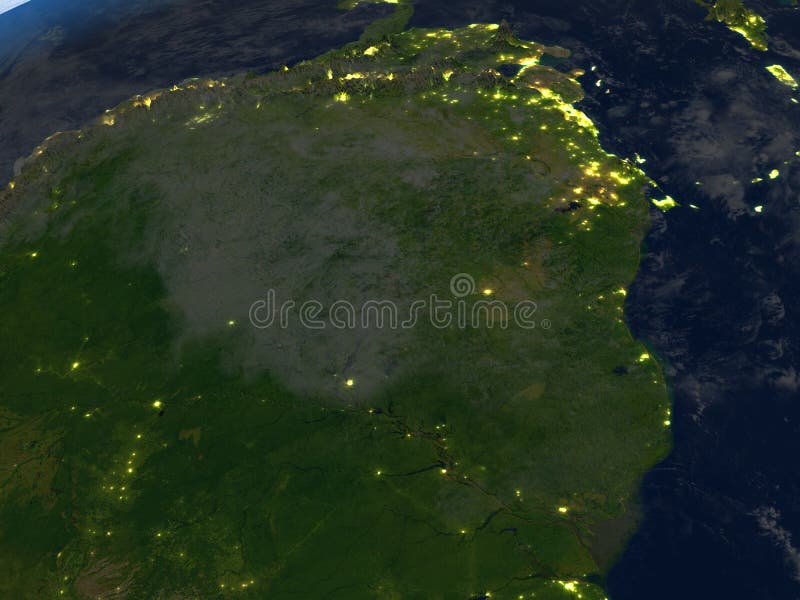 Amazon Rainforest at Night on Planet Earth Stock Illustration ...