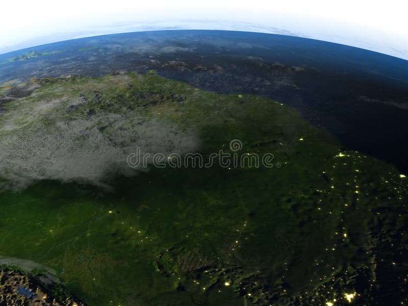 Amazon Rainforest at Night on Planet Earth Stock Illustration ...