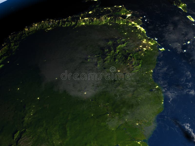 Amazon Rainforest at Night on Planet Earth Stock Illustration ...