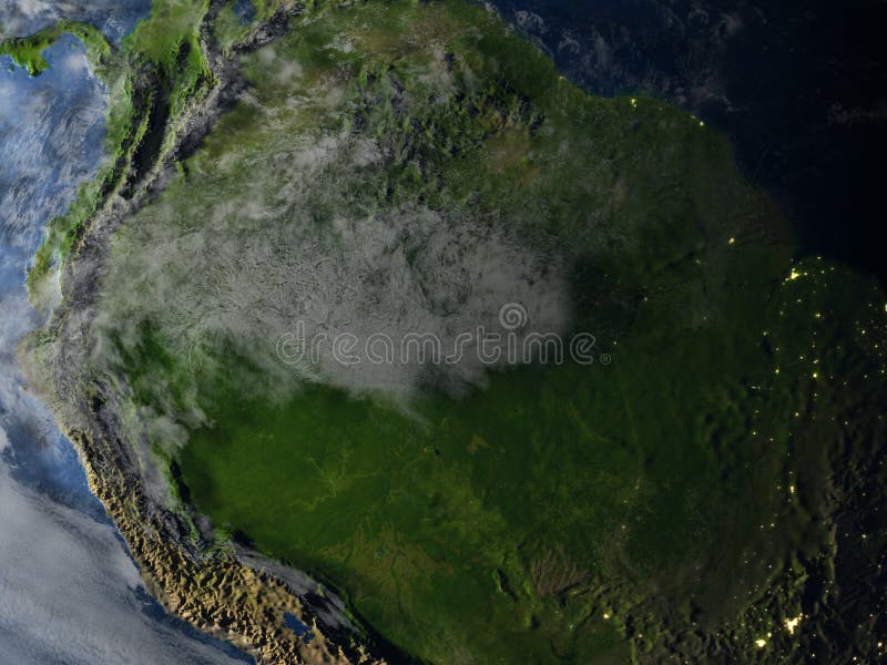 Amazon Rainforest at Night on Planet Earth Stock Illustration ...