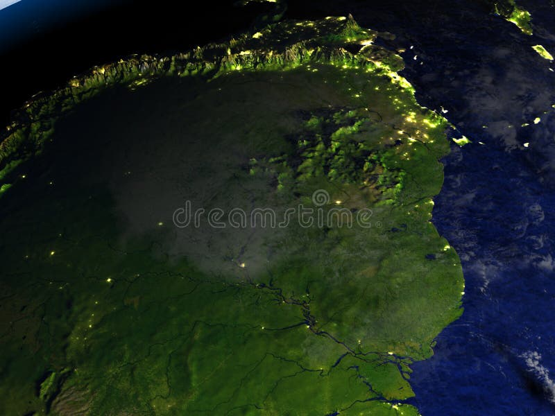 Amazon Rainforest on Realistic Model of Earth Stock Illustration ...