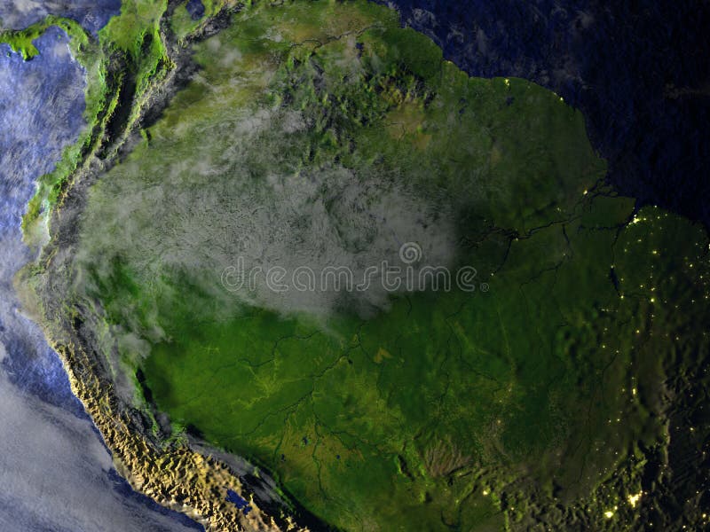 Amazon Rainforest on Realistic Model of Earth Stock Illustration ...