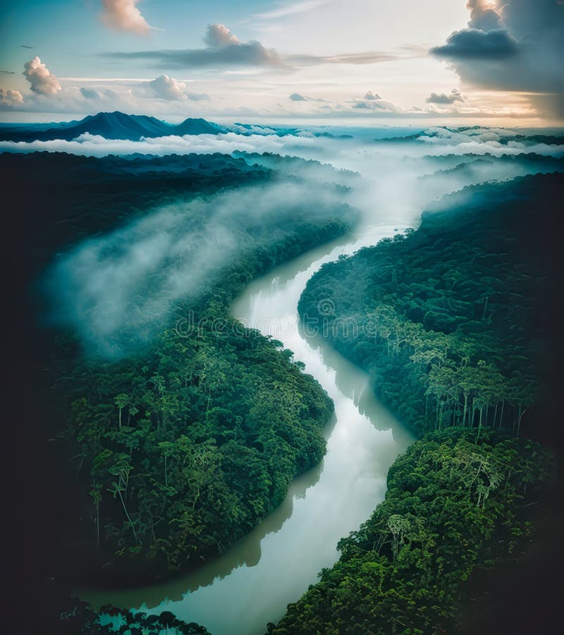 Amazon Rainforest Region stock illustration. Illustration of foliage ...