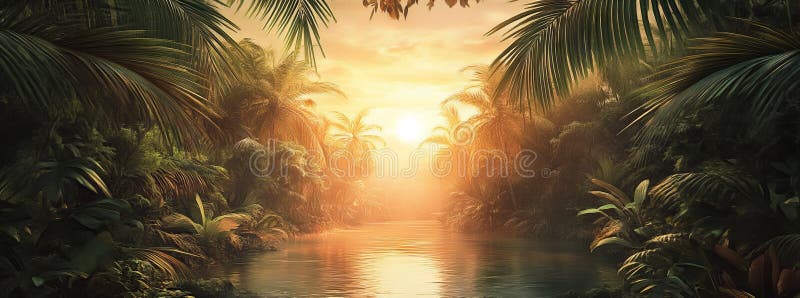 The Amazon Rainforest, a Tropical River, and a Jungle Landscape with a ...