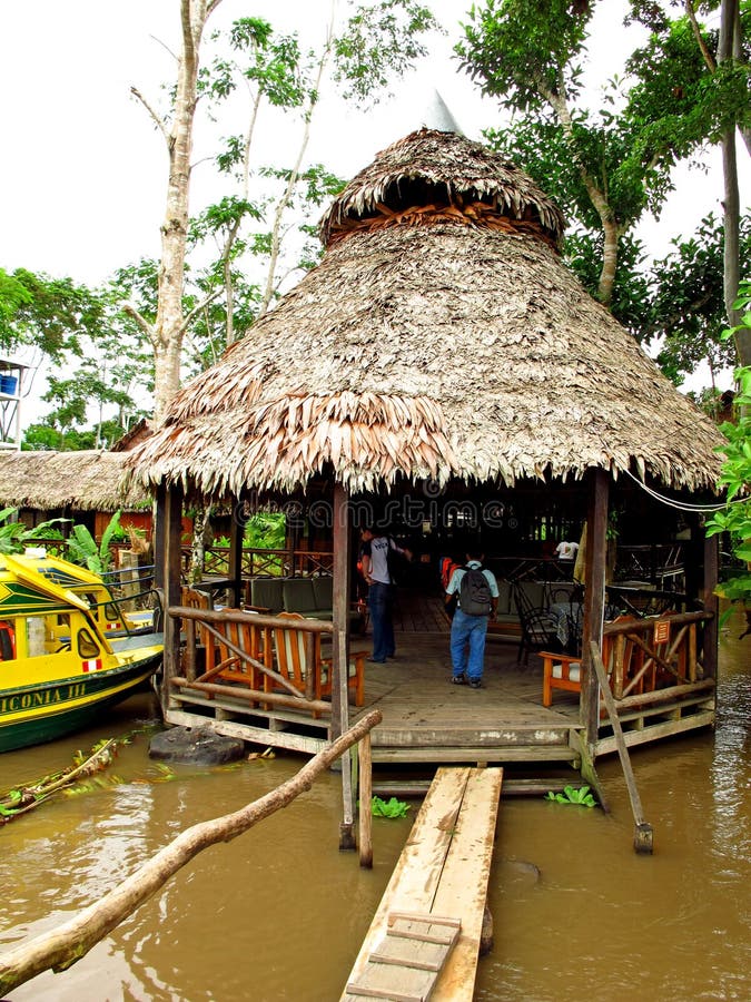 Amazon River, Peru - 10 May 2011: Indian Village on Amazon River, Peru ...